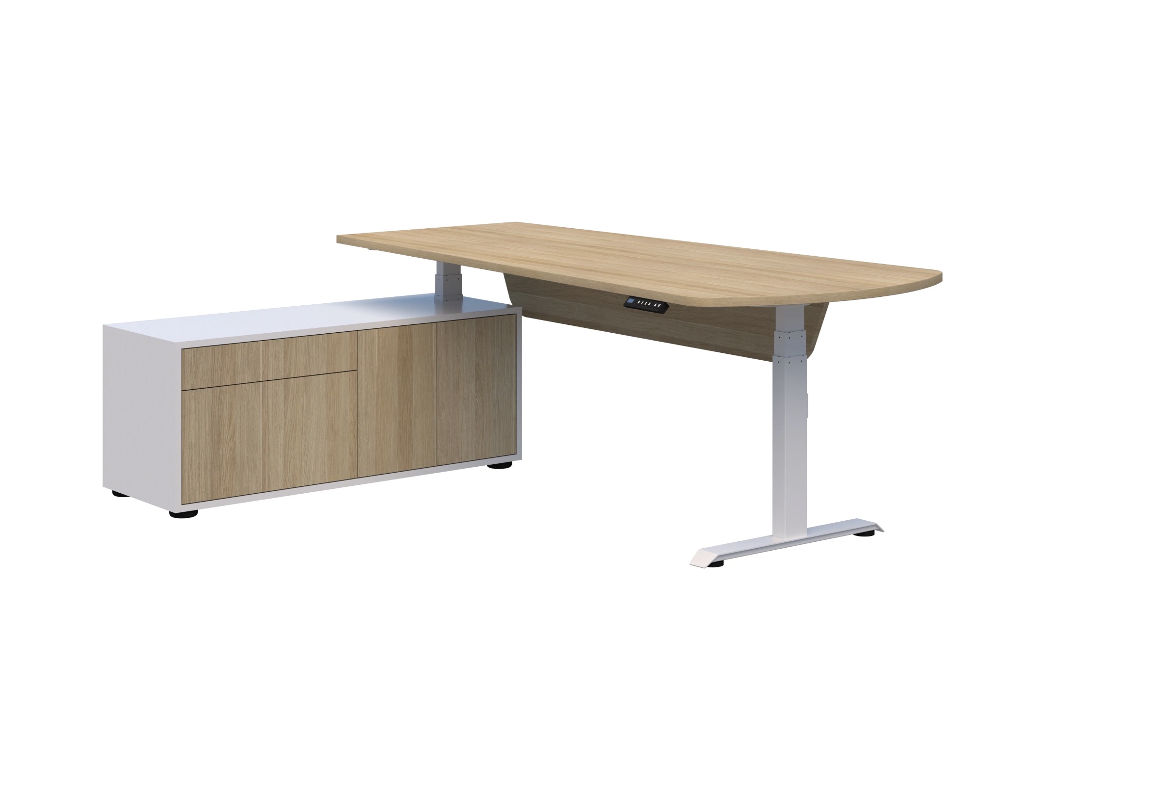 Executive desk LHR white, classic oak | Contract Furniture Solutions